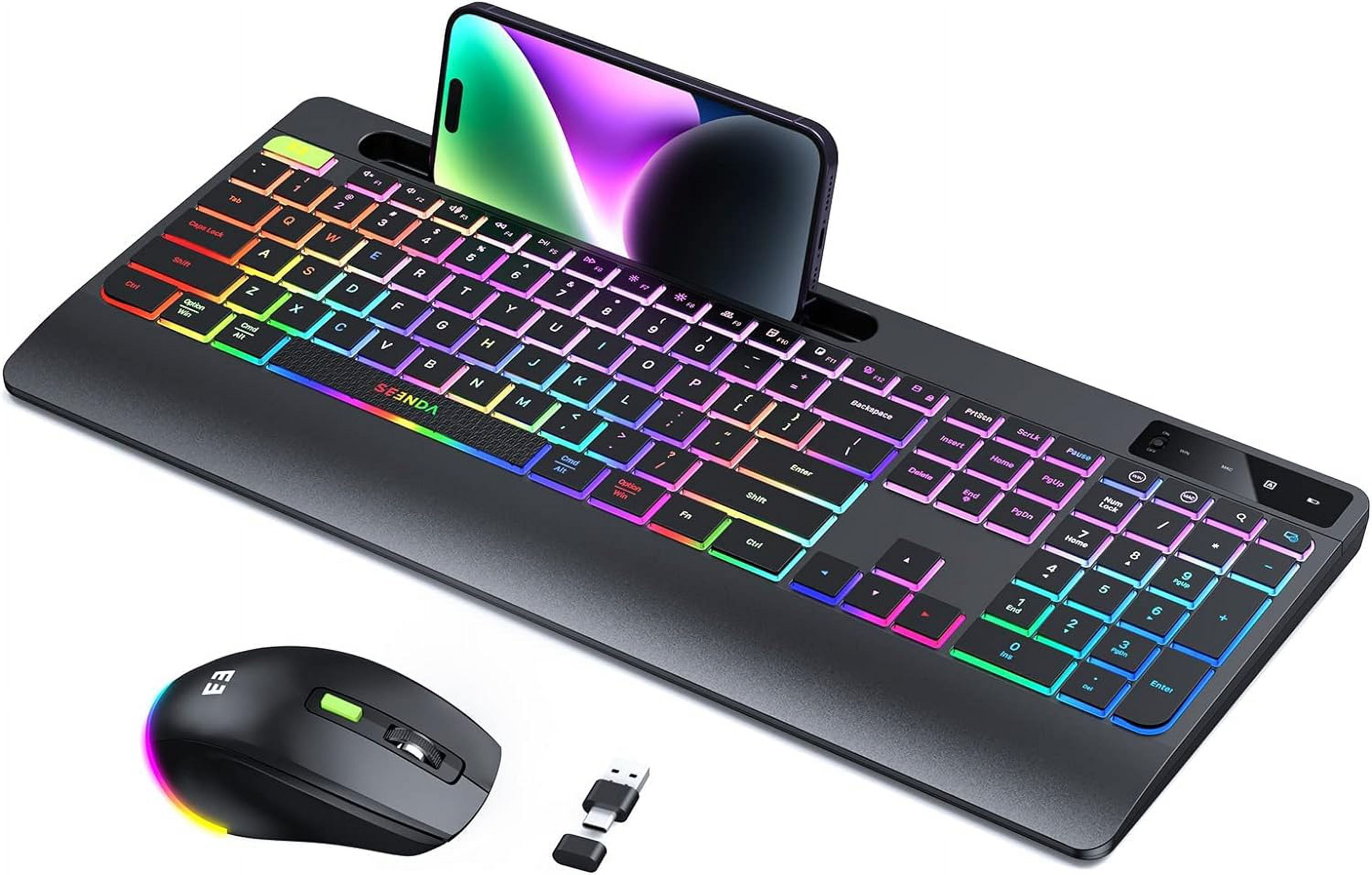 Wireless Keyboard And Mouse Backlit Ergonomic Keyboard Mouse With Wrist Rest 2 4g Usb And Type C