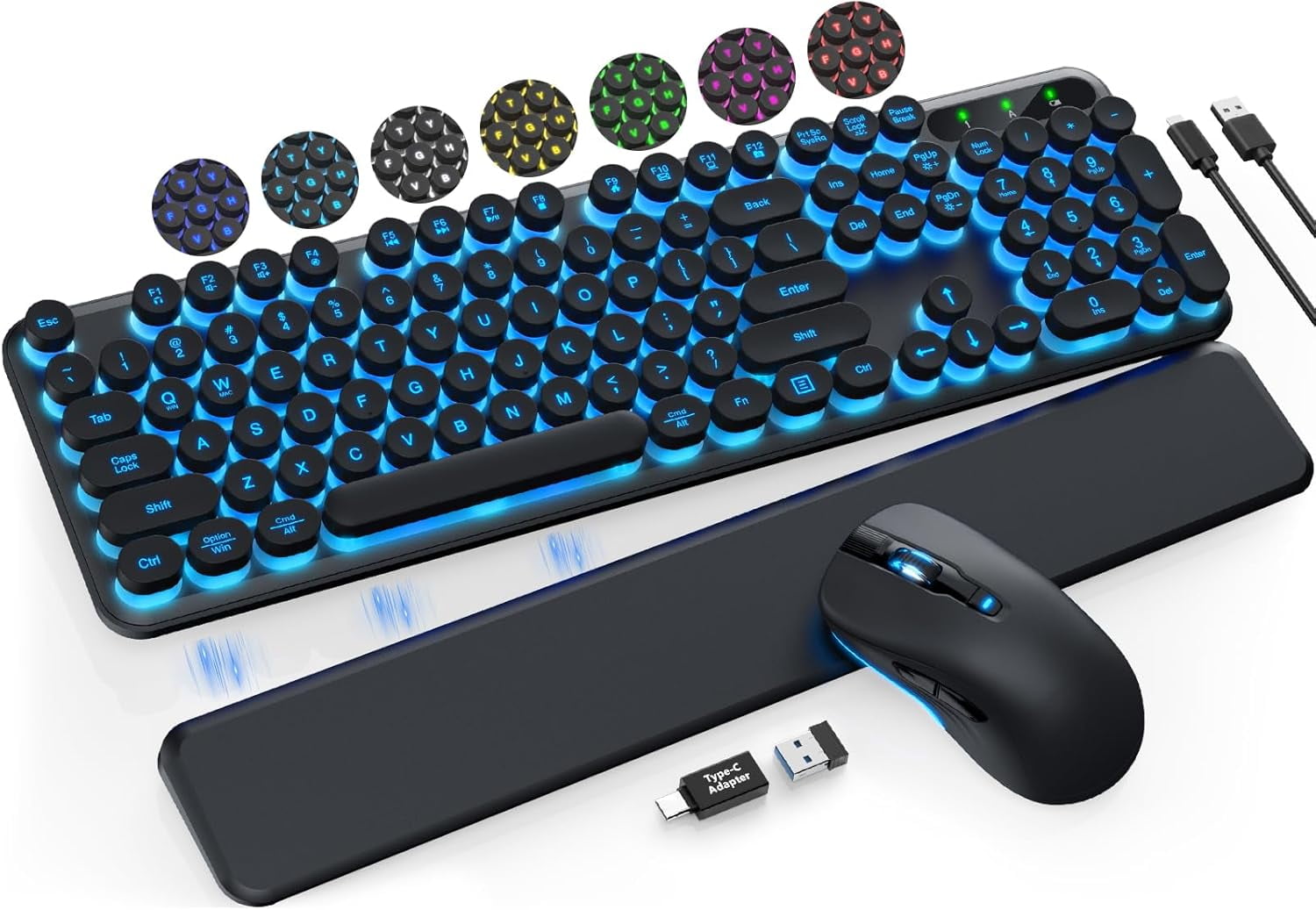Wireless Keyboard and Mouse Backlit - Typewriter Keyboard with Magnetic ...