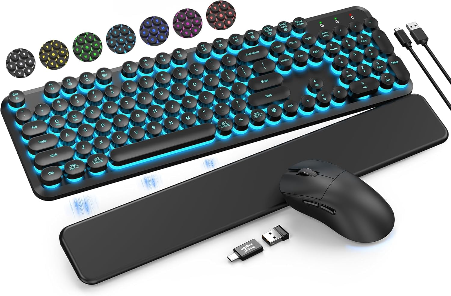 Wireless Keyboard and Mouse Backlit - Typewriter Keyboard with Magnetic ...