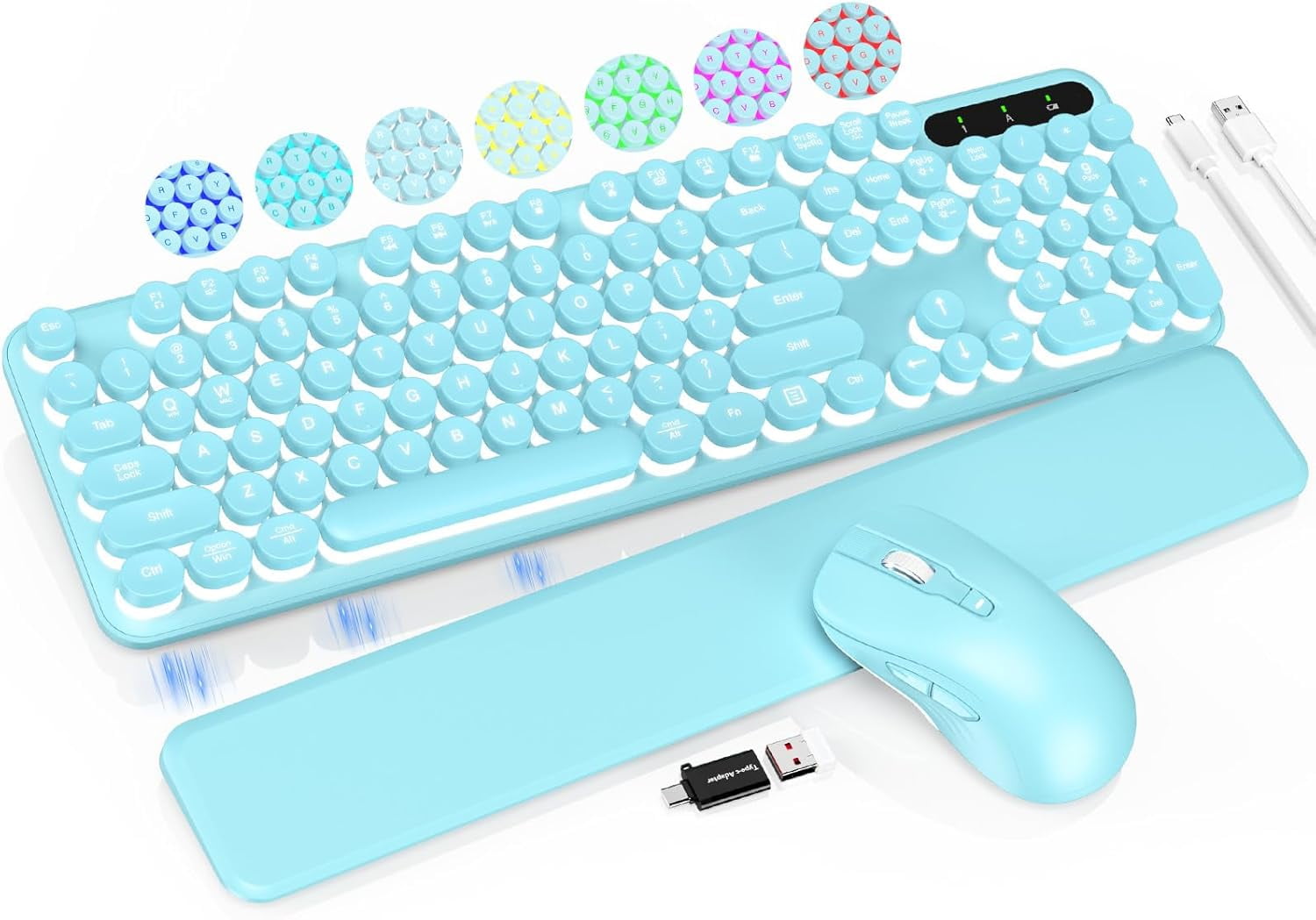 Wireless Keyboard and Mouse Backlit - Typewriter Keyboard with Retro ...