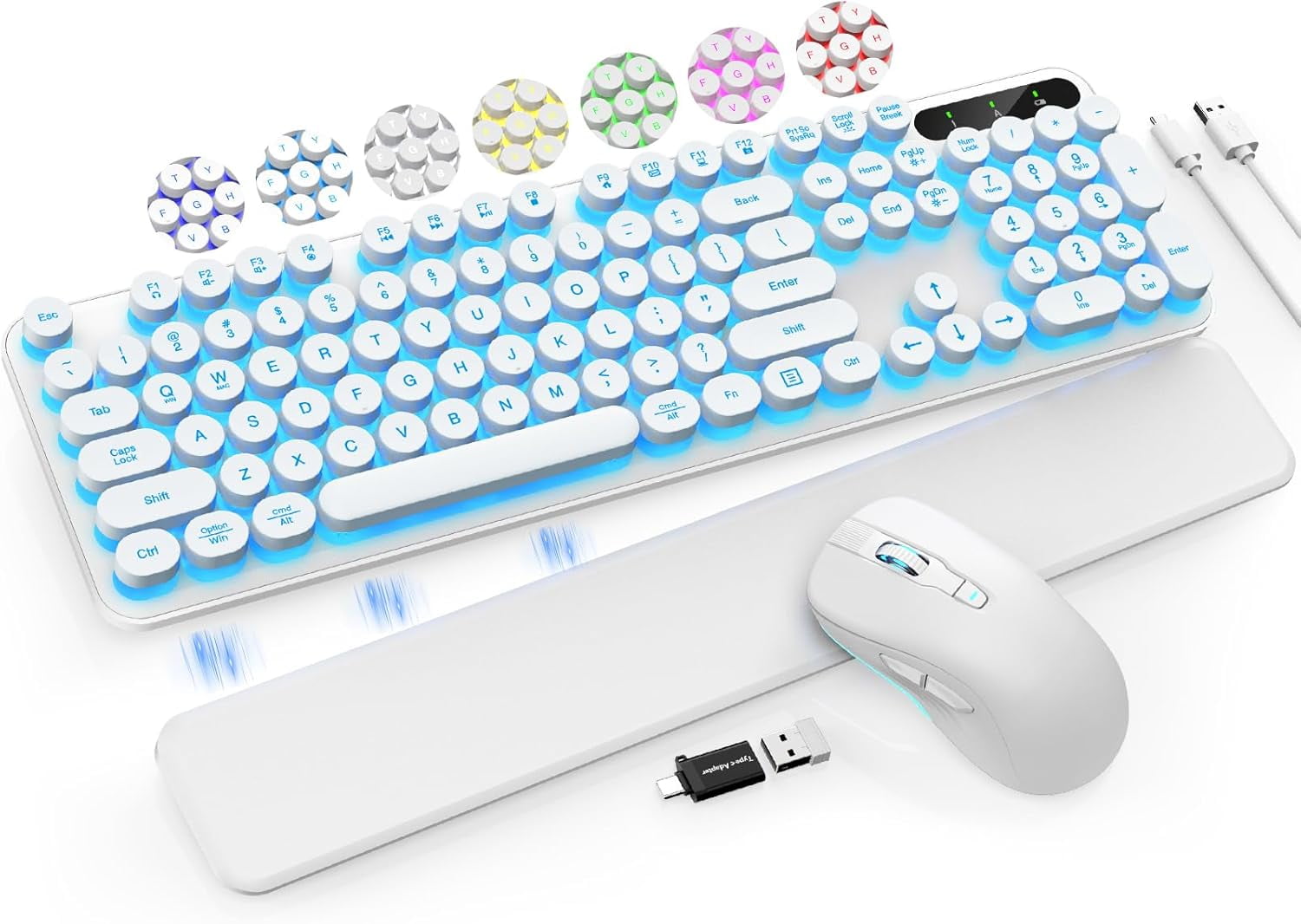 Wireless Keyboard and Mouse Backlit - Typewriter Keyboard with Retro ...
