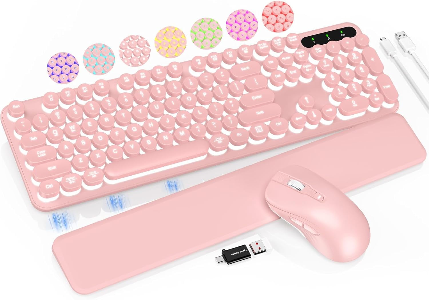 Wireless Keyboard and Mouse Backlit - Typewriter Keyboard with Retro ...