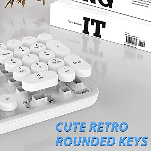 Wireless Keyboard Mouse Combo, 104 Keys Cute White Keyboard with Number ...