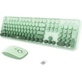 Wireless Keyboard and Mouse Combo, 104 Keys Full-Sized 2.4 GHz Round ...