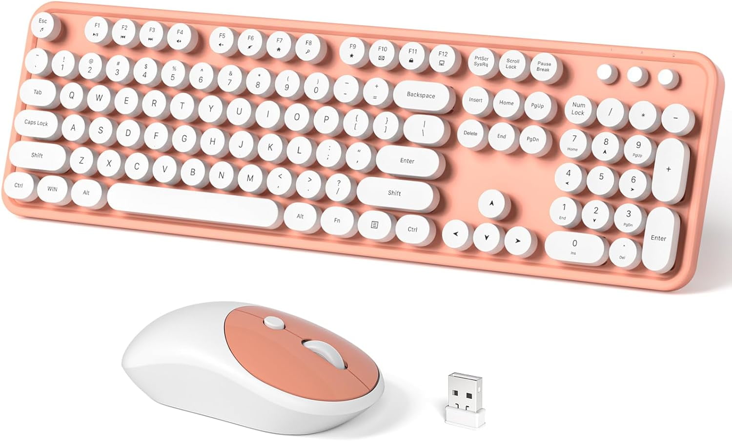 Wireless Keyboard and Mouse Combo, 104 Keys Full-Sized Typewriter ...