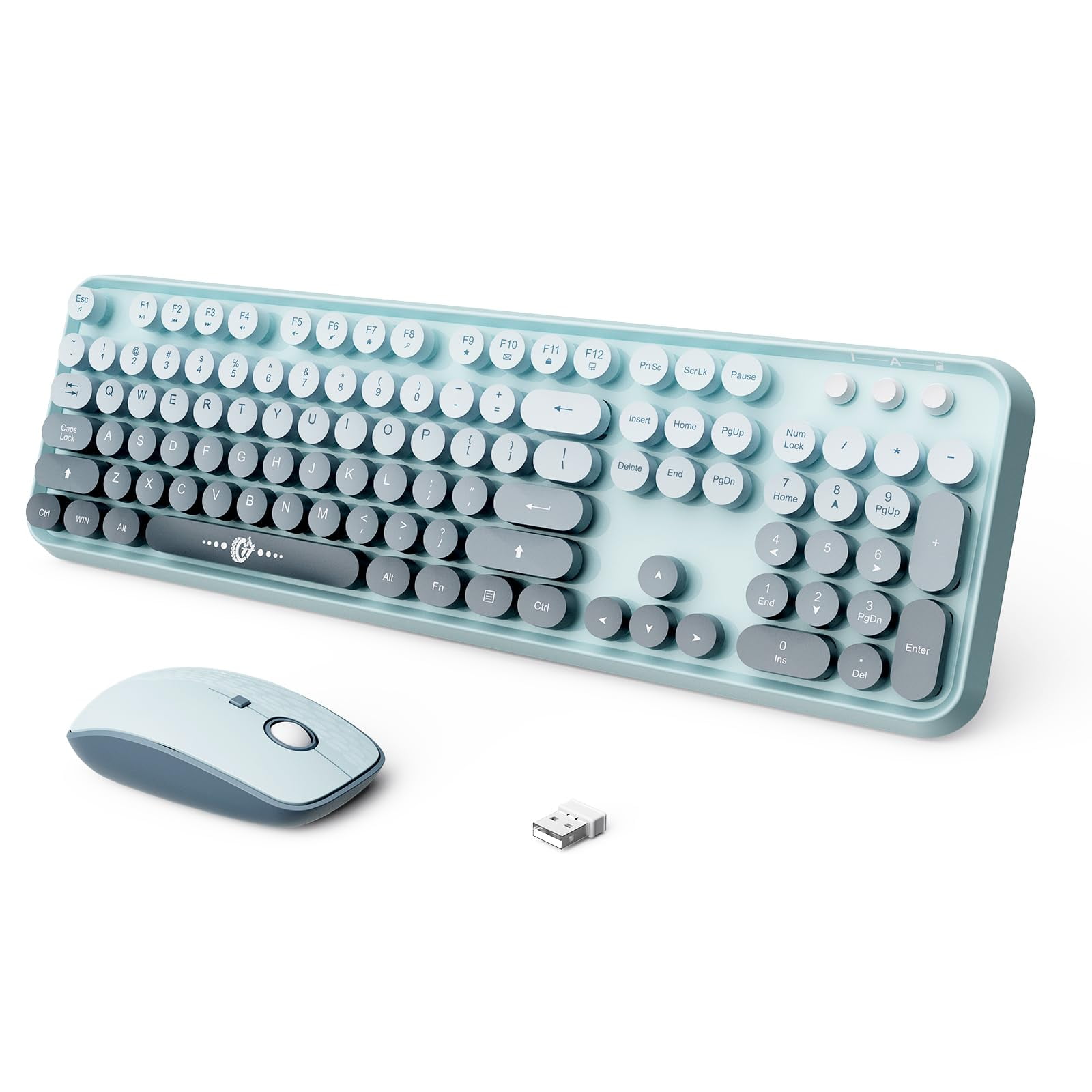 Wireless Keyboard and Mouse Combo, 2.4 GHz Full-Sized Typewriter ...