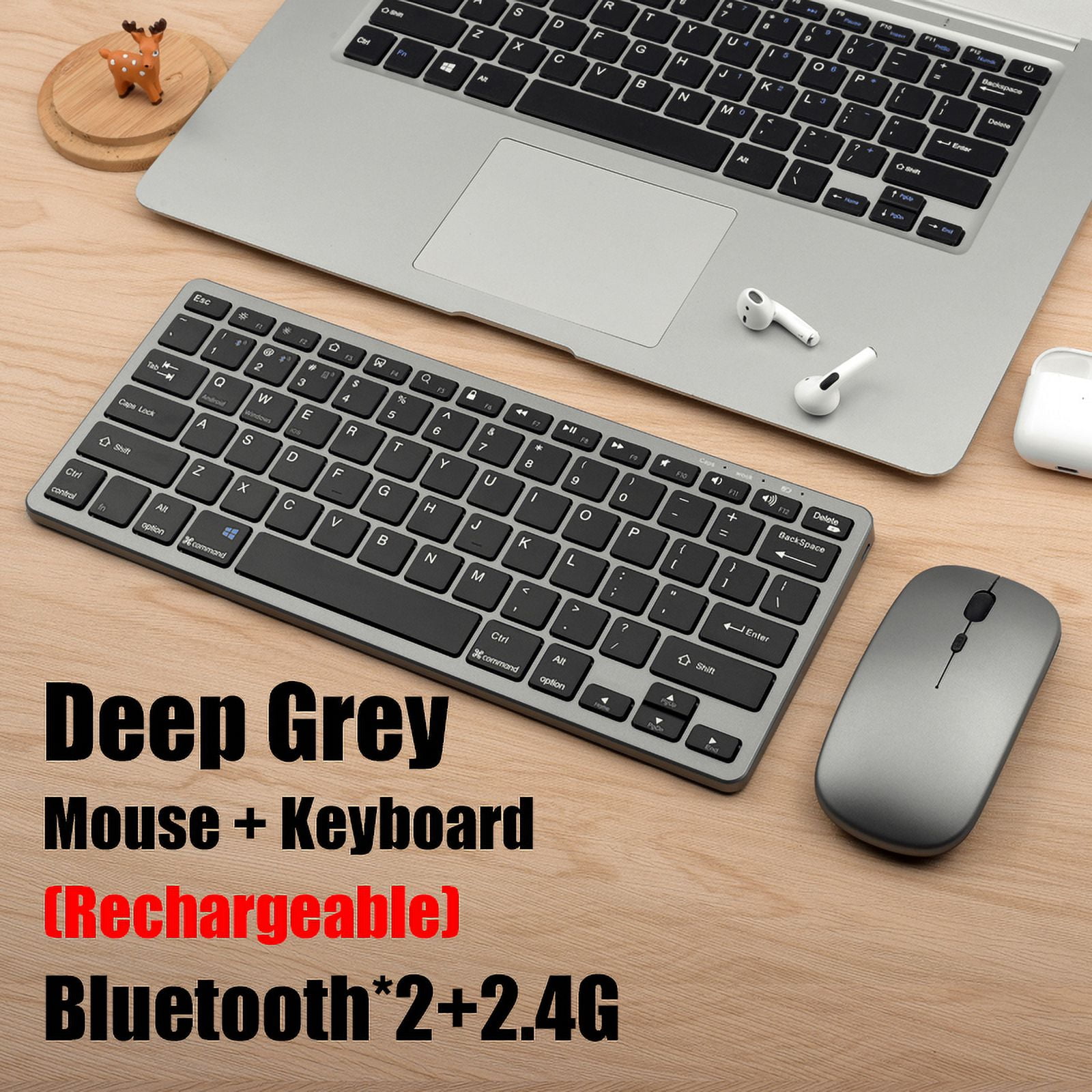 Wireless Keyboard & Mouse Combo - 2.4G/Bluetooth 5.0, 3-Mode Mini Set ...