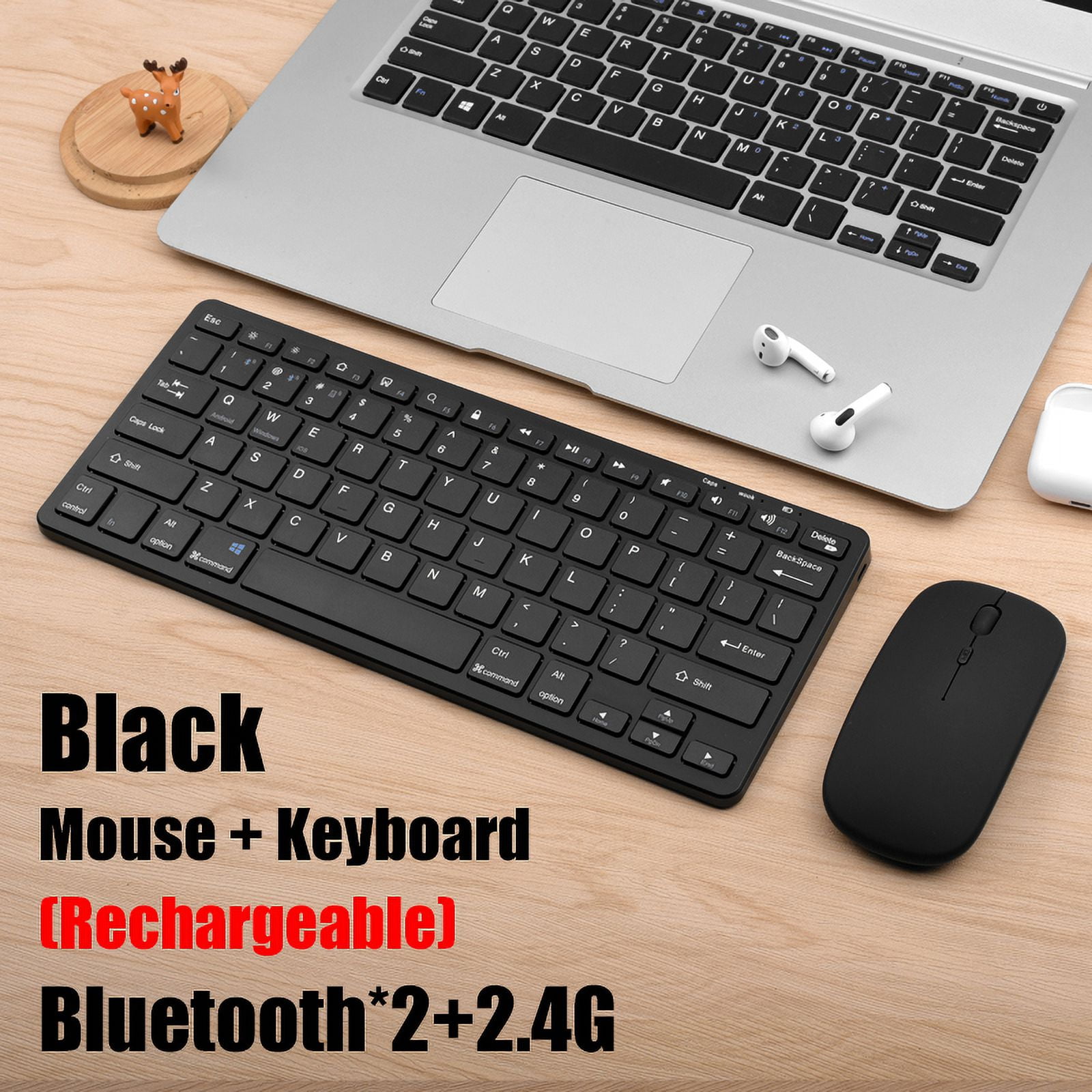 Wireless Keyboard & Mouse Combo - 2.4G/Bluetooth 5.0, 3-Mode Mini Set ...