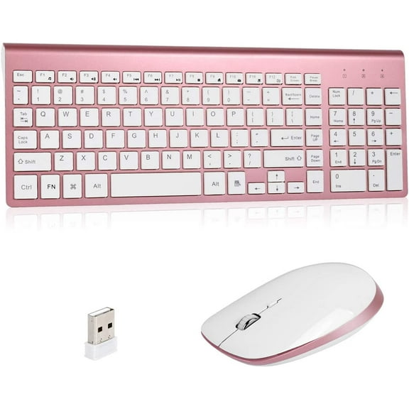 Wireless Keyboard And Mouse Combo 2.4Ghz Slim Full Size For Pc Laptop ...