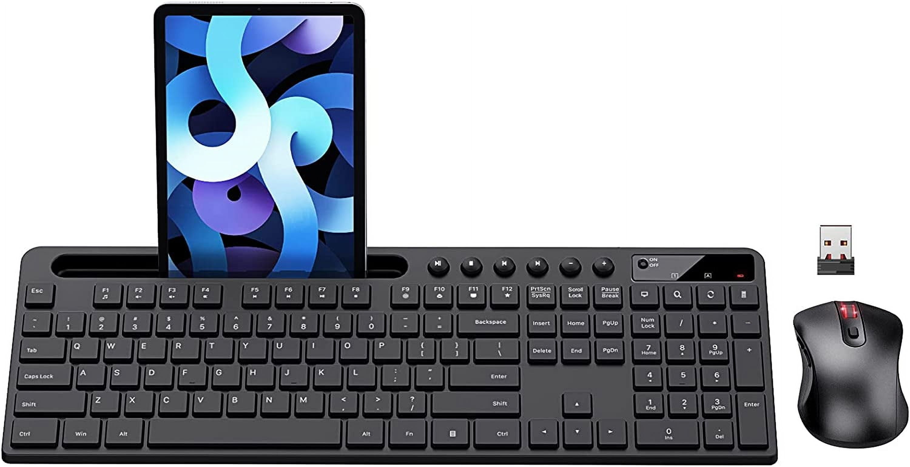 Wireless Keyboard and Mouse Combo, 2.4G Ergonomic Wireless Computer ...