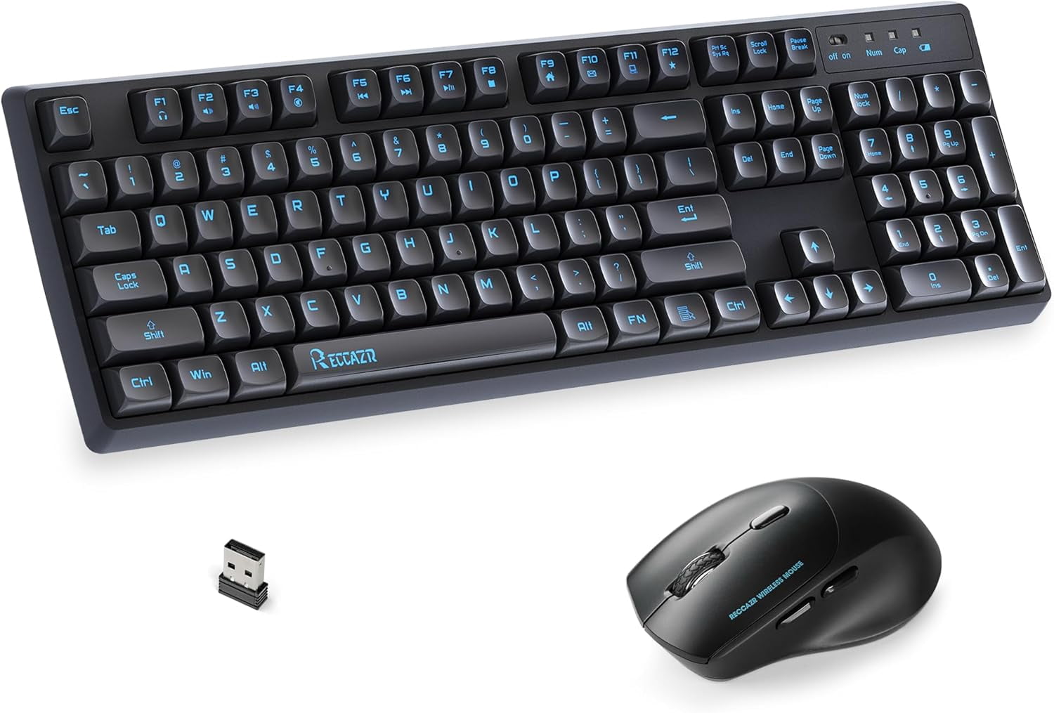 Wireless Keyboard and Mouse Combo, 2.4G Full-Sized Wireless Computer ...