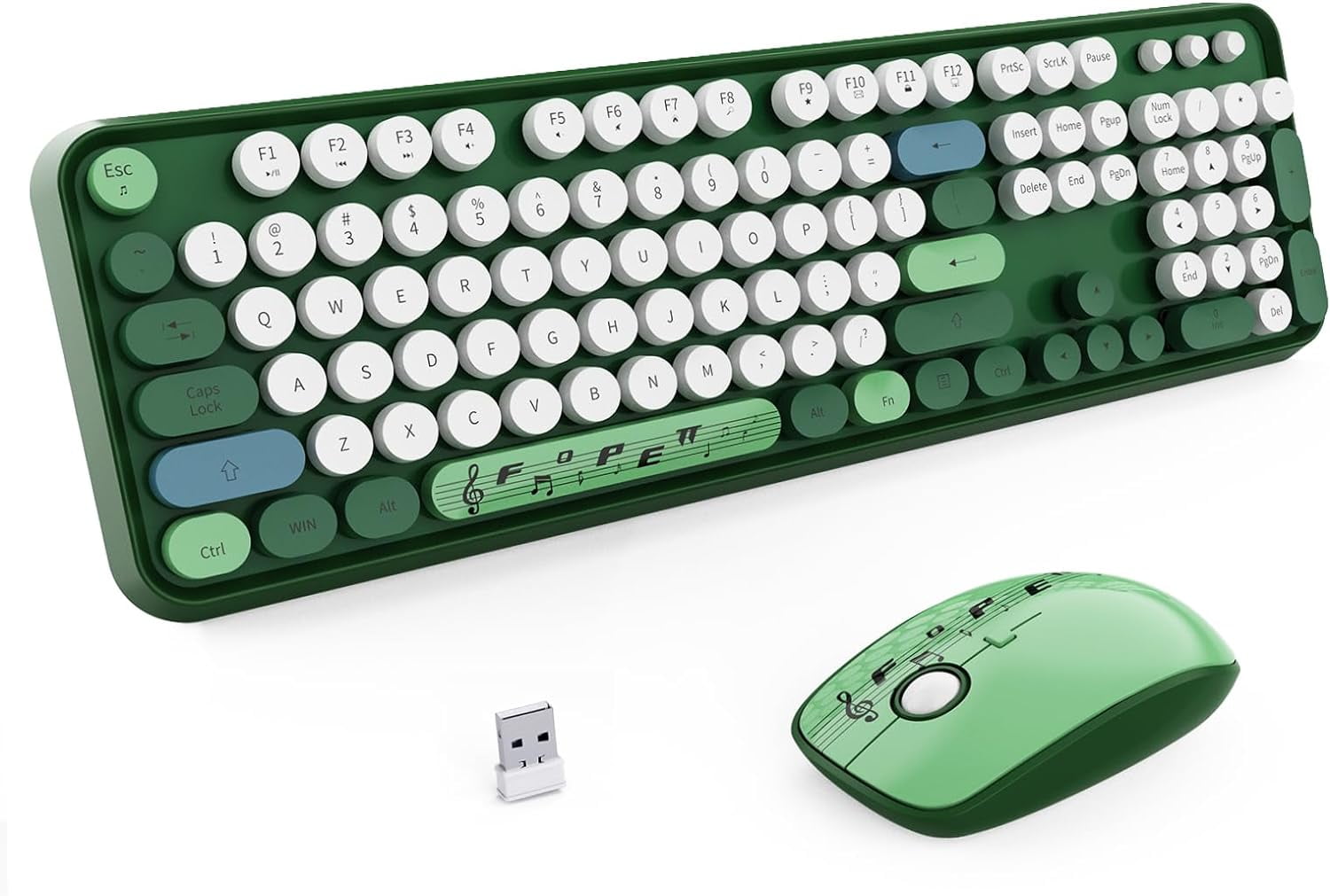 Wireless Keyboard And Mouse Combo 2 4g Full Sized Cute Colorful Retro Keyboard With Round