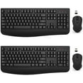 Wireless Keyboard and Mouse Combo, 2.4G Full-Sized Ergonomic Computer ...