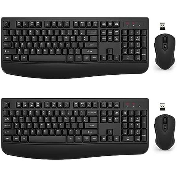 Wireless Keyboard and Mouse Combo, 2.4G Full-Sized Ergonomic Computer ...