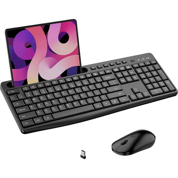 Wireless Keyboard and Mouse Combo, 2.4G Quiet Wireless Computer ...
