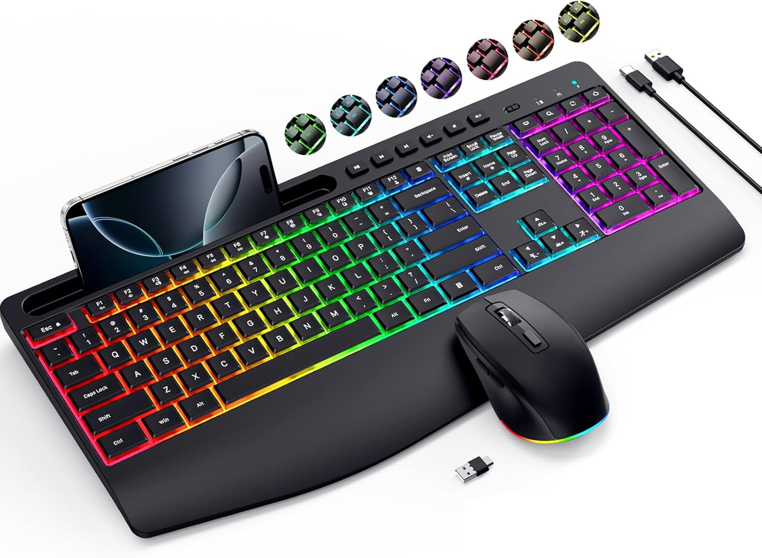 Wireless Keyboard and Mouse Combo- 2.4G Rechargeable Keyboard with ...