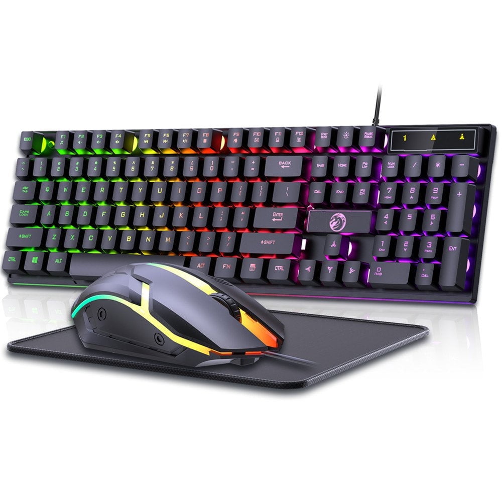 Wired Gaming Keyboard and Mouse Combo,104Keys Full-Sized Ergonomic ...