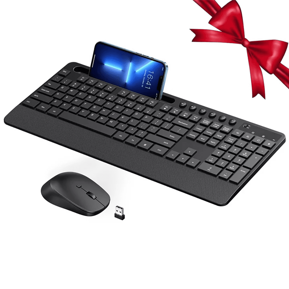 Wireless Keyboard and Mouse Combo, 2.4GHz Ergonomic Full Size Keyboard ...