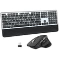 Wireless Keyboard and Mouse Combo, 2-in-1 USB Receiver & Dual Bluetooth ...