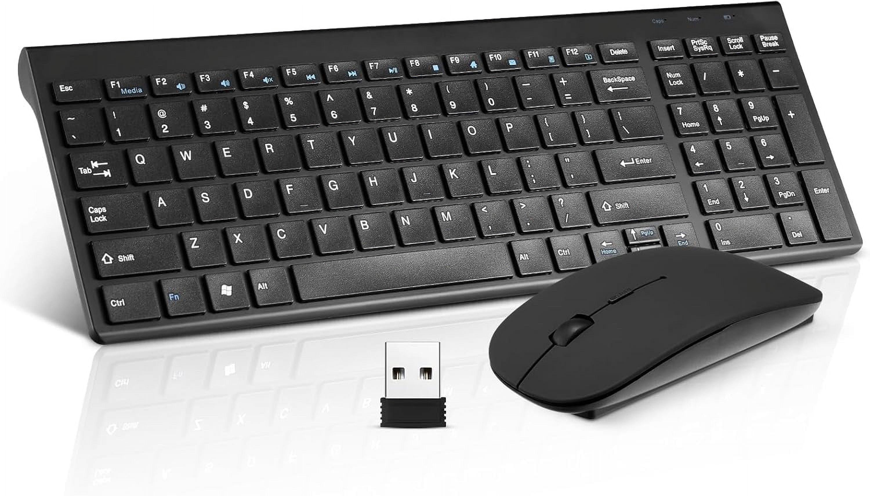 Wireless Keyboard and Mouse Combo, Compact Quiet Wireless Keyboard and ...