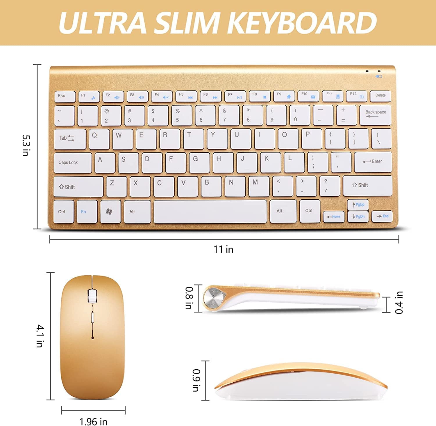 Wireless Keyboard and Mouse Combo, Compact Quiet Wireless Keyboard and ...