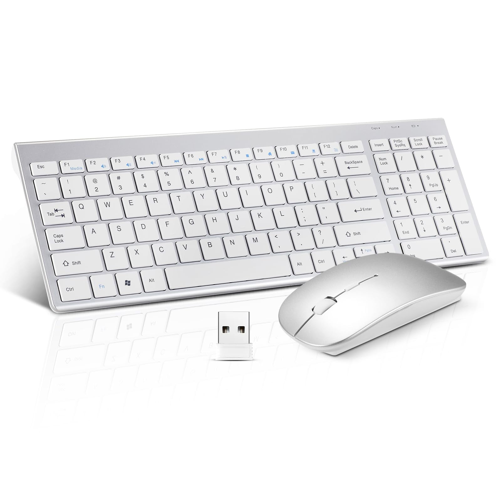 Wireless Keyboard and Mouse Combo, Compact Quiet Wireless Keyboard and ...