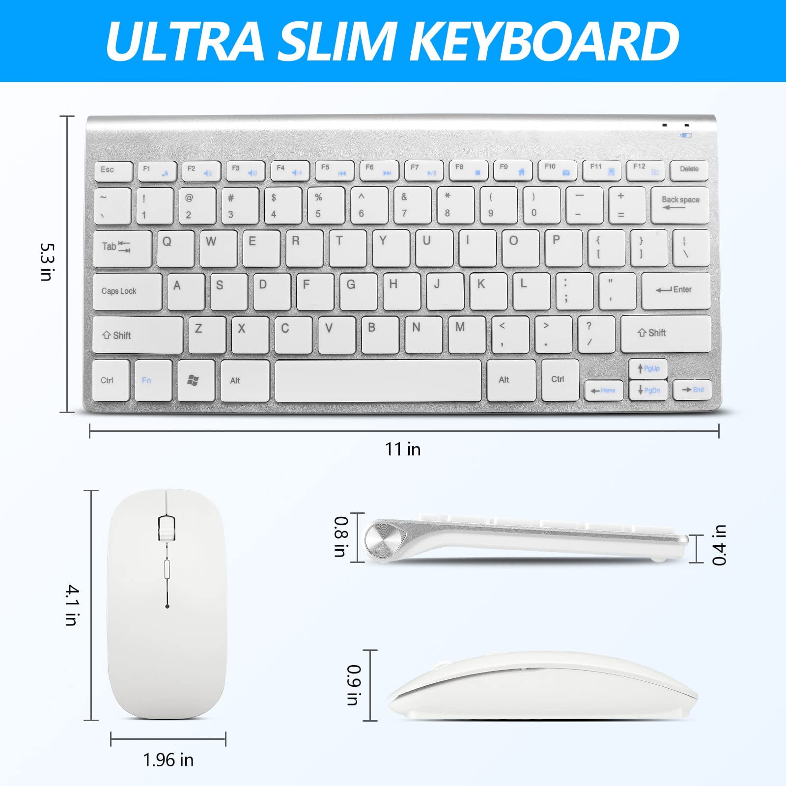 Wireless Keyboard and Mouse Combo, Compact Quiet Wireless Keyboard and ...