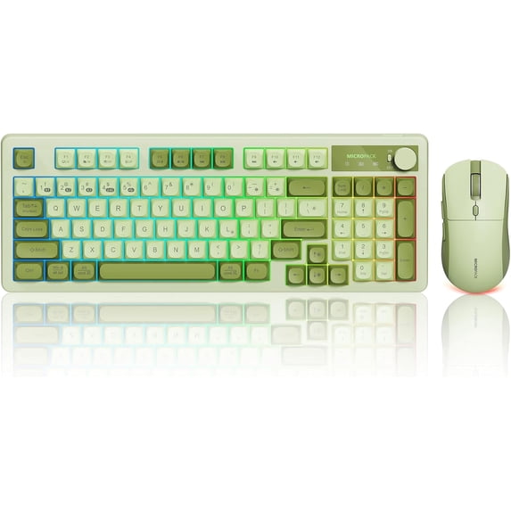 Wireless Keyboard and Mouse Combo Creamy with Number Pad for Desktop ...