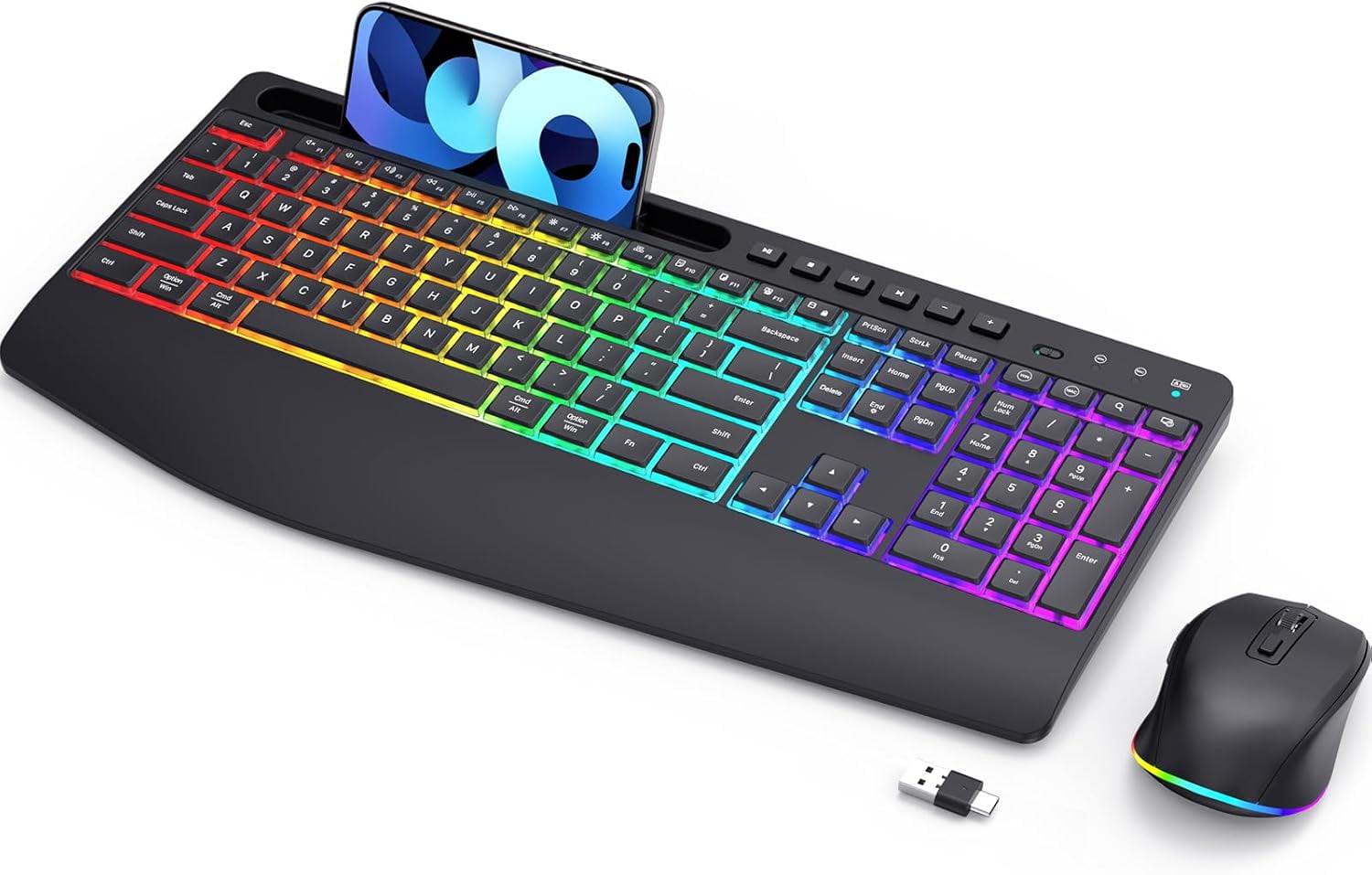 Wireless Keyboard and Mouse Combo - Dual System RGB Backlit Mouse and ...