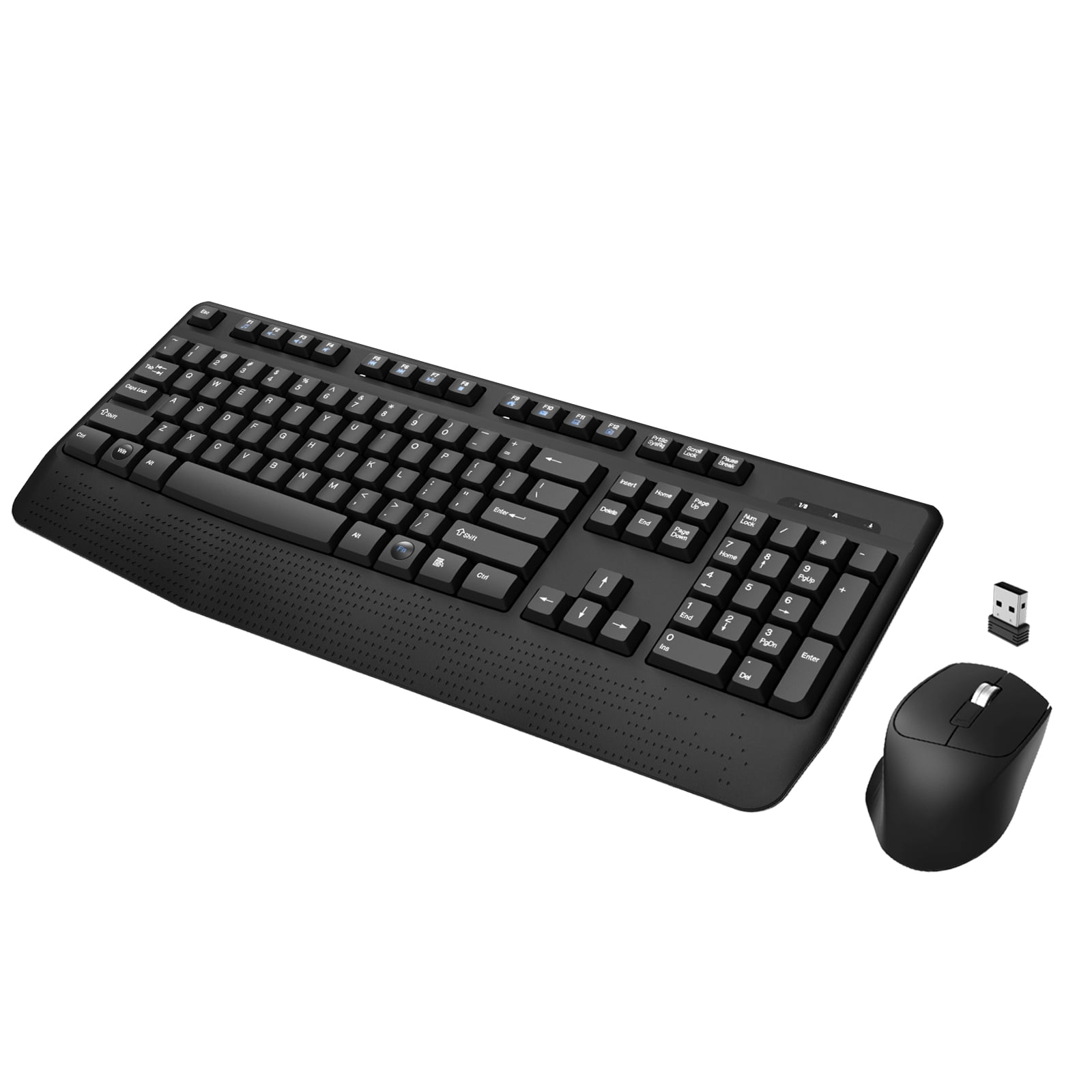 EDJO Wireless Keyboard and Mouse Combo, 2.4G USB with Palm Rest, 3 DPI ...