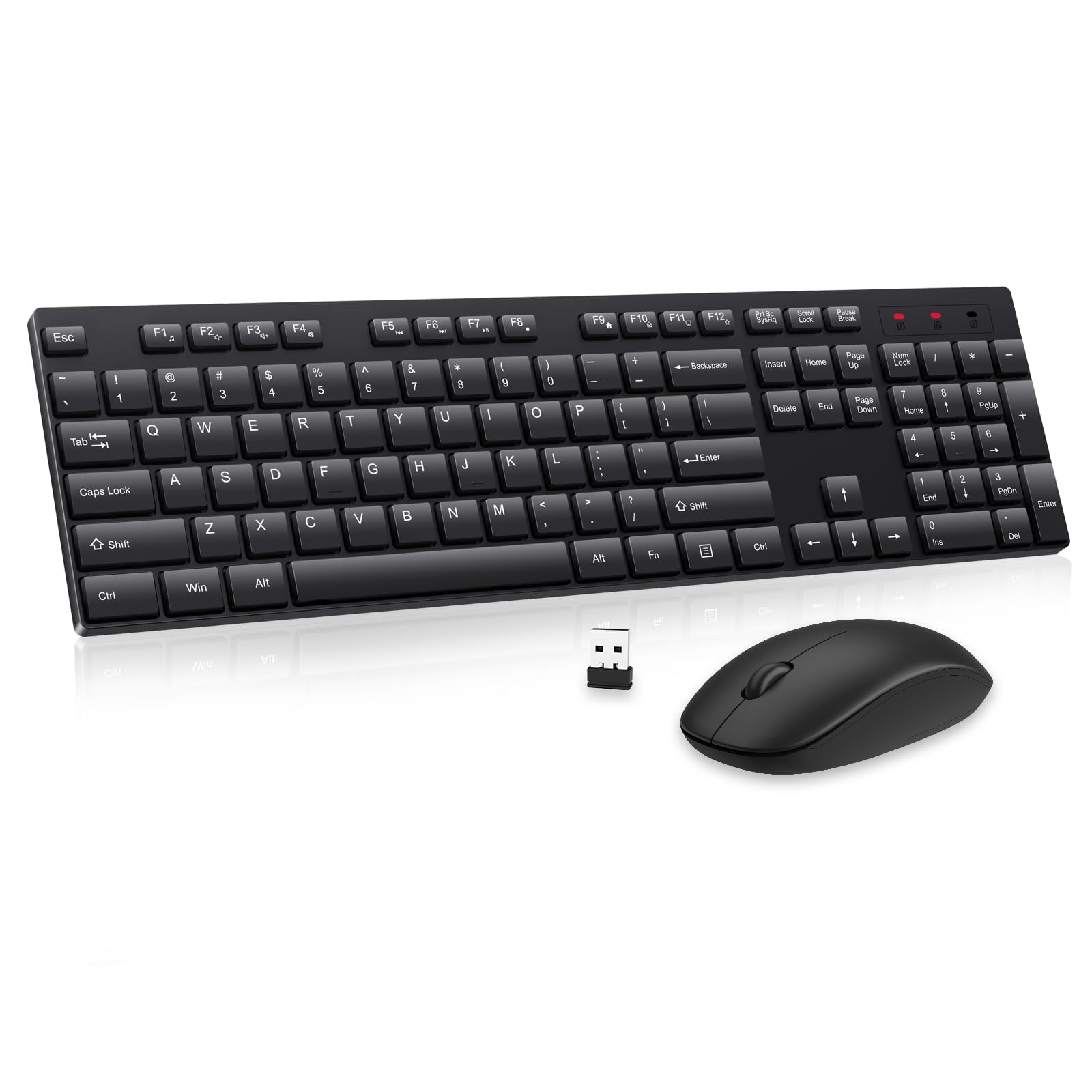Wireless Keyboard and Mouse Combo, EDJO Silent Full Size USB Keyboard ...
