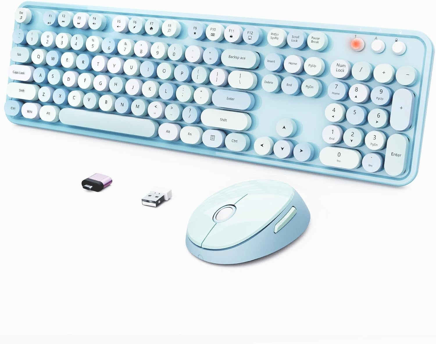Wireless Keyboard And Mouse Combo Ergonomic Full Size Typewriter Retro