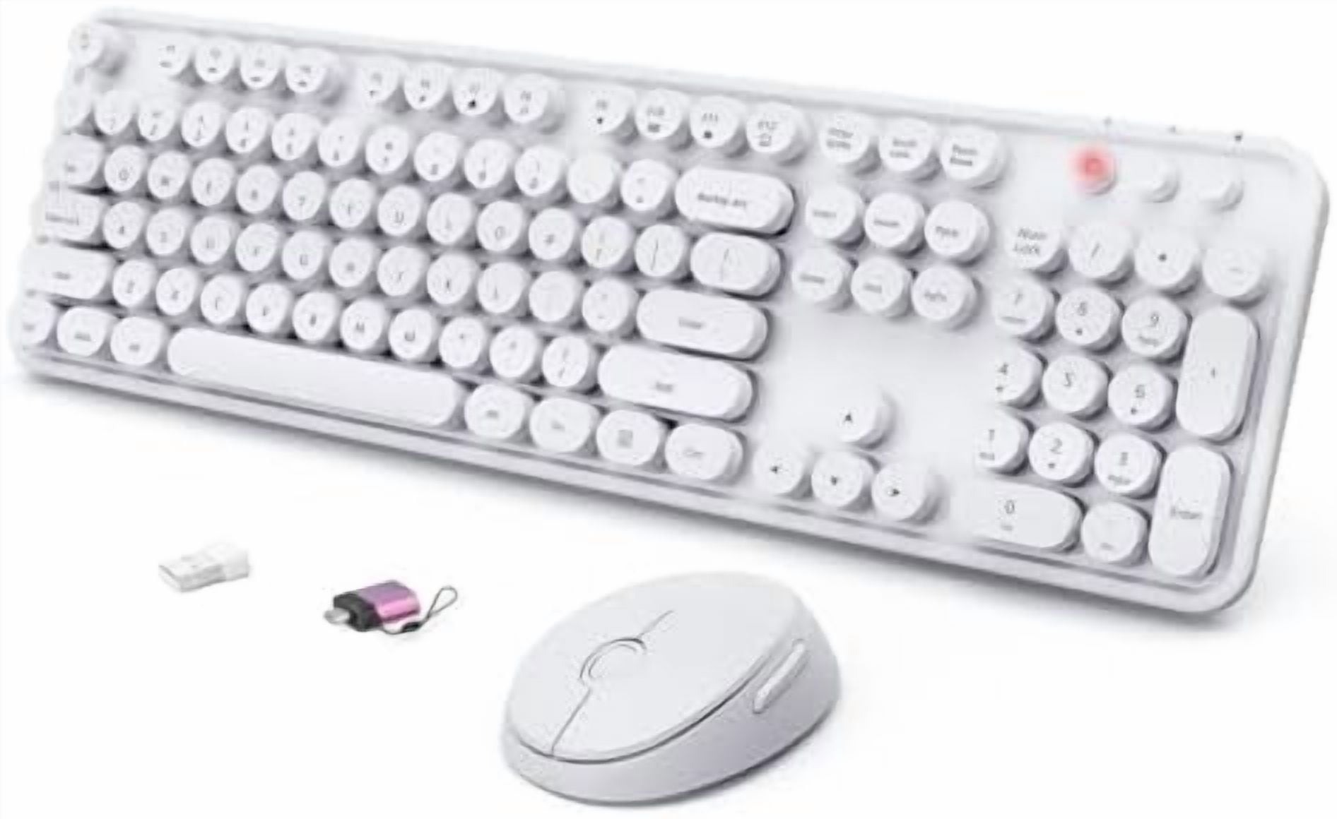 Wireless Keyboard and Mouse Combo, Ergonomic Full Size Typewriter Retro ...