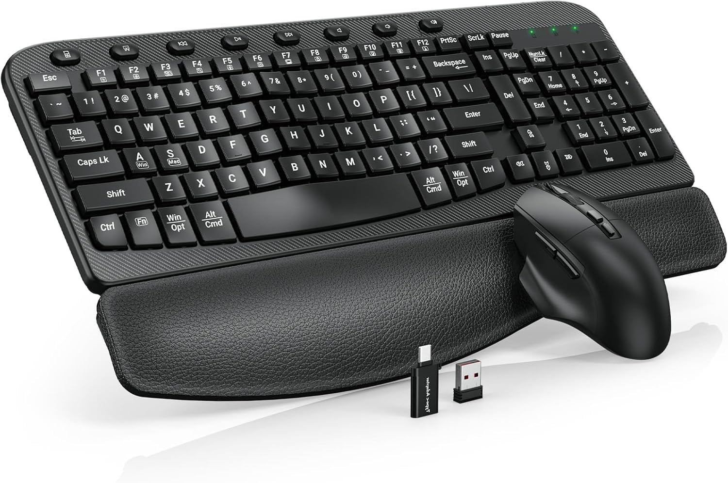 Wireless Keyboard and Mouse Combo – Ergonomic Wave Key, Built-in ...
