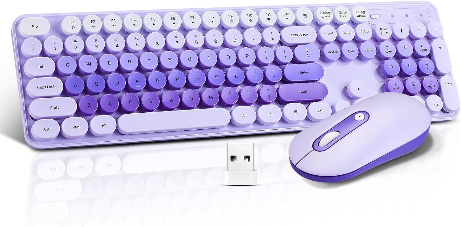Wireless Keyboard and Mouse Combo, Full Size Compact Quiet Wireless ...