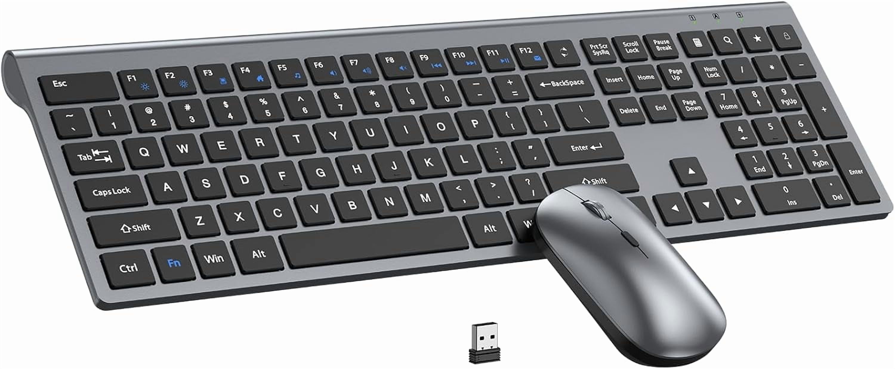 Wireless Keyboard and Mouse Combo, Full Size Keyboard and Mouse, Long ...
