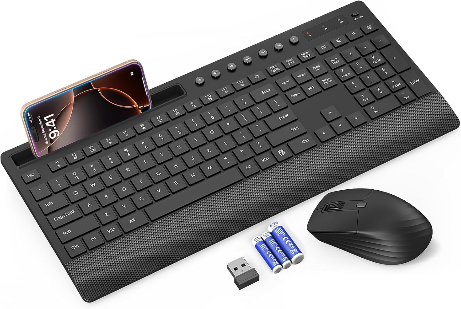 Wireless Keyboard and Mouse Combo - Full-Size Quiet with Palm Rest ...