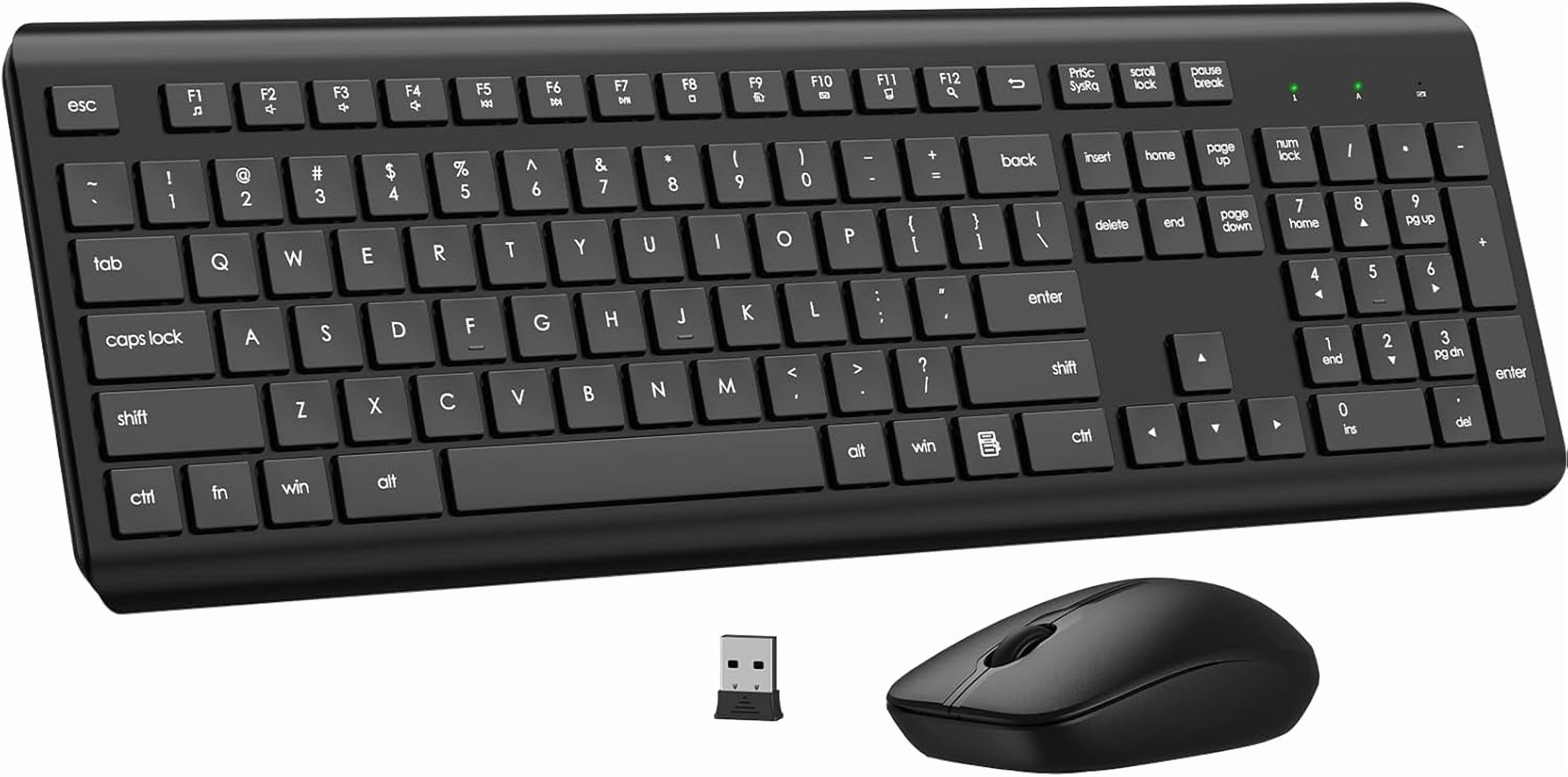 Wireless Keyboard and Mouse Combo, Full Size Silent Ergonomic Keyboard ...