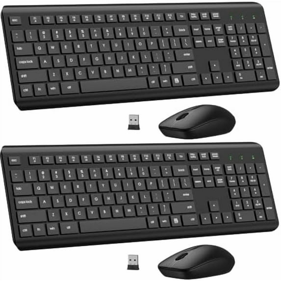 Wireless Keyboard and Mouse Combo, Full Size Silent Ergonomic Keyboard ...
