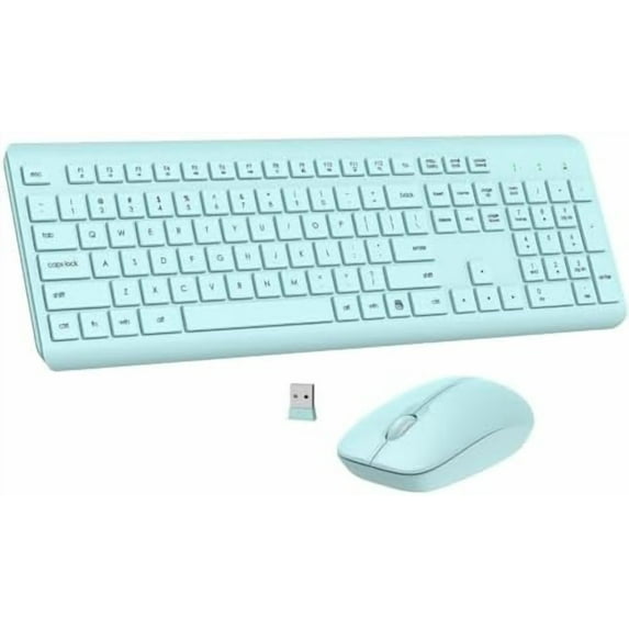 Wireless Keyboard and Mouse Combo, Full Size Silent Ergonomic Keyboard ...