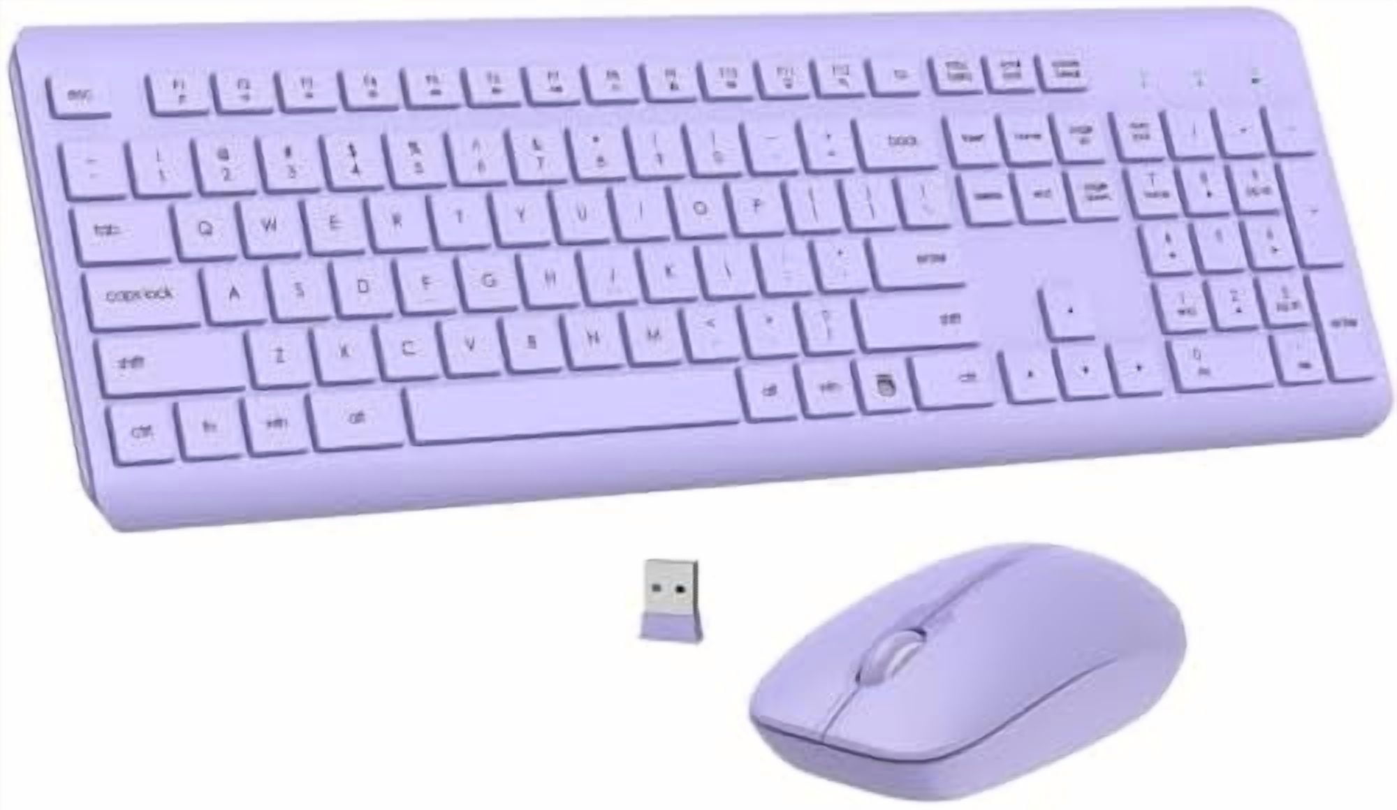 Wireless Keyboard and Mouse Combo, Full Size Silent Ergonomic Keyboard ...