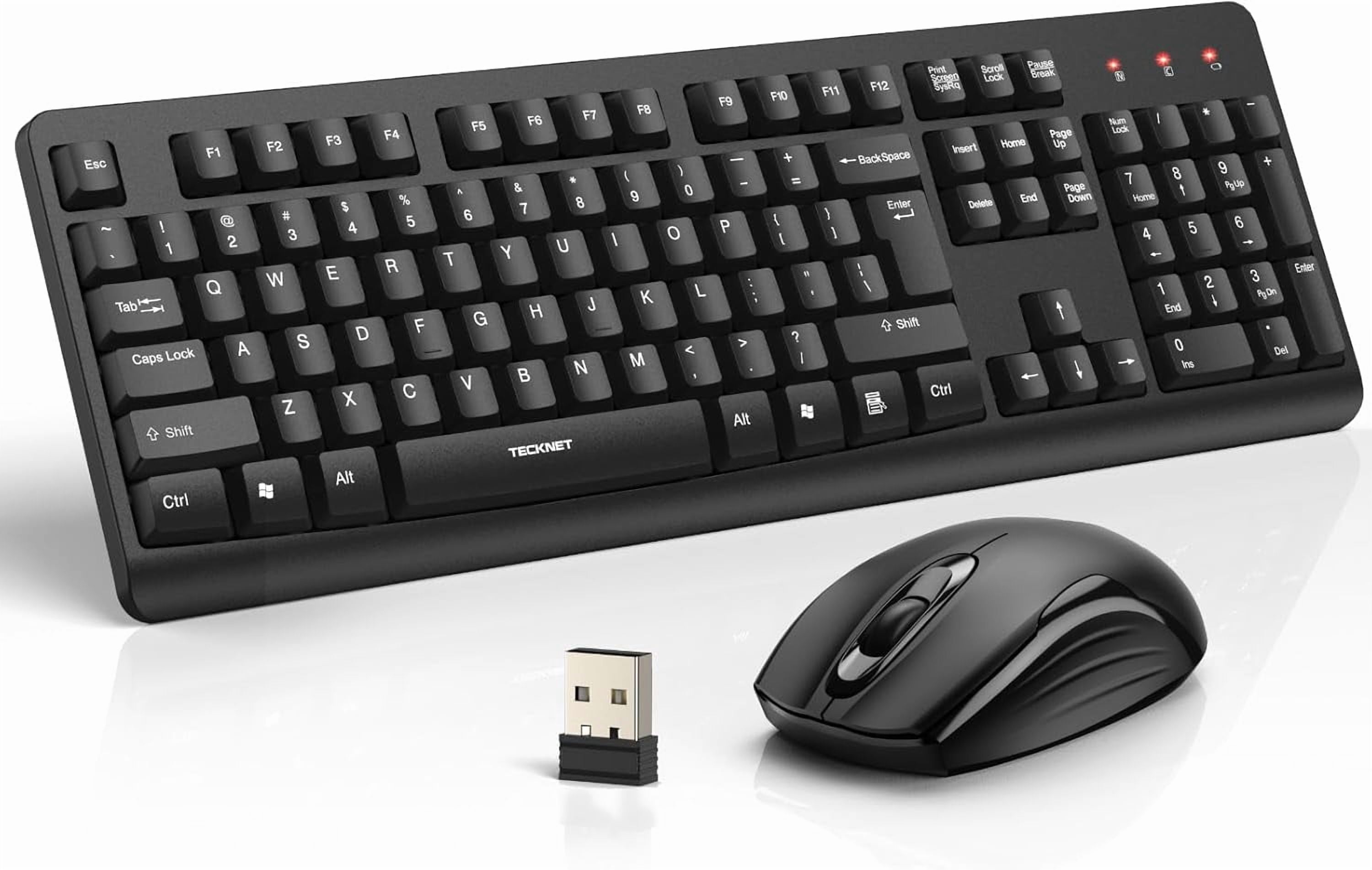 Wireless Keyboard and Mouse Combo, Full Size Silent Ergonomic Keyboard ...