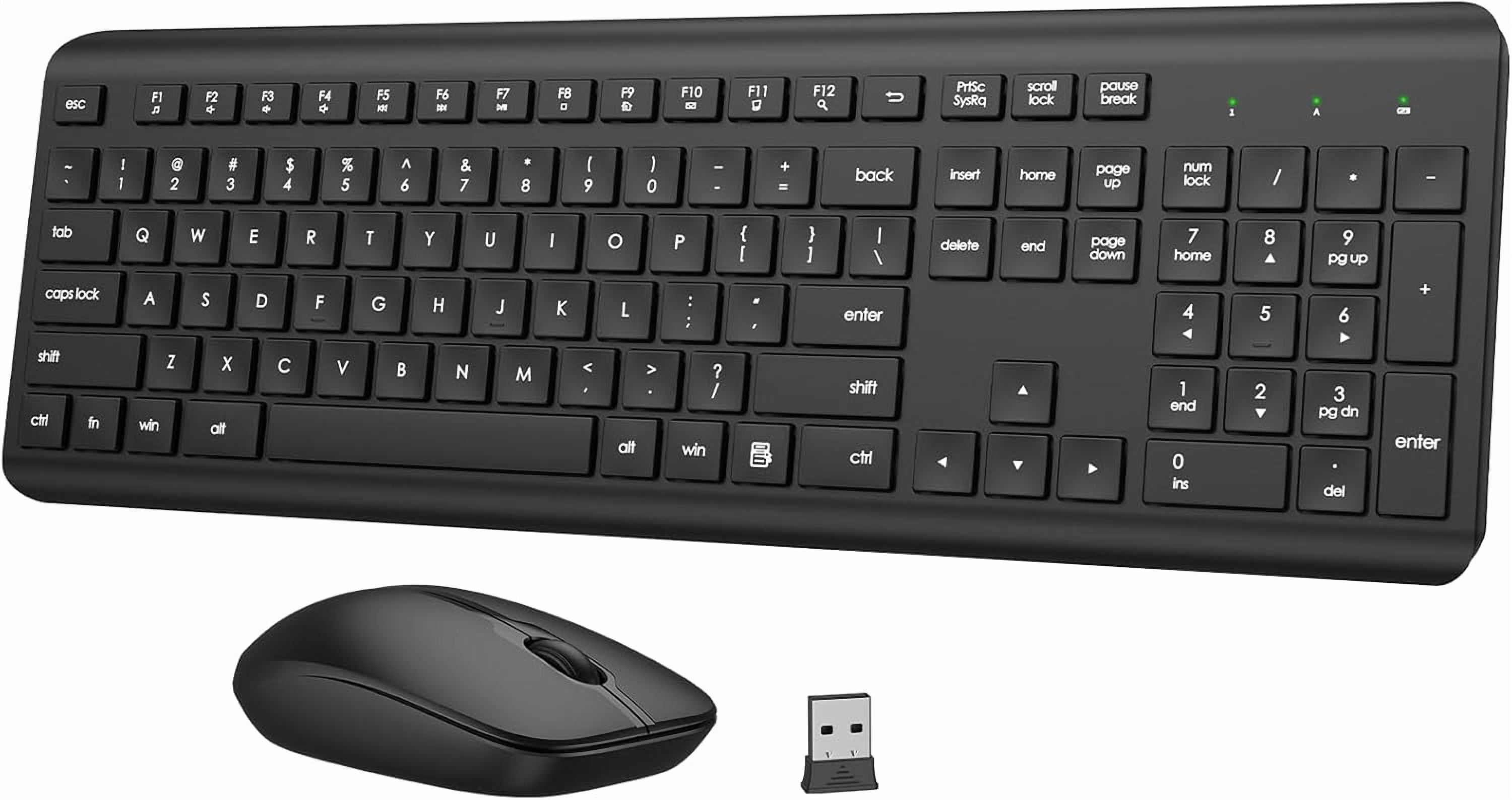 Wireless Keyboard and Mouse Combo, Full-Size Silent Ergonomic Optical ...