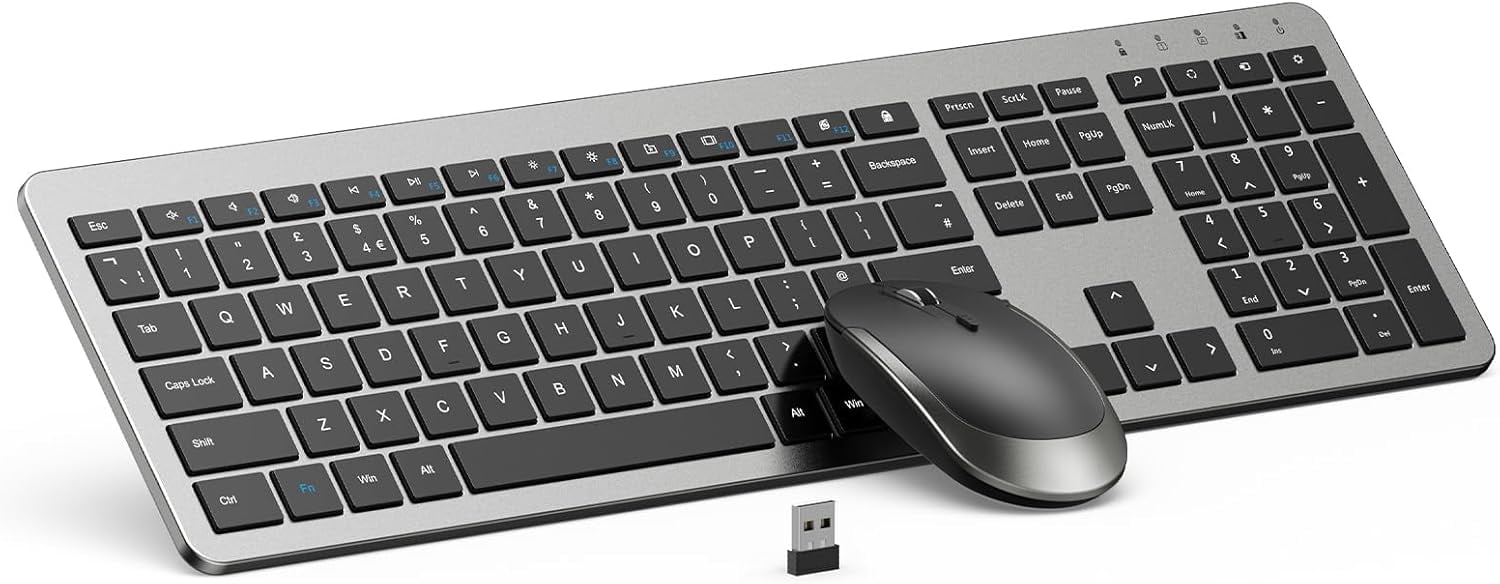 Wireless Keyboard and Mouse Combo - Full Size Slim Thin Wireless ...