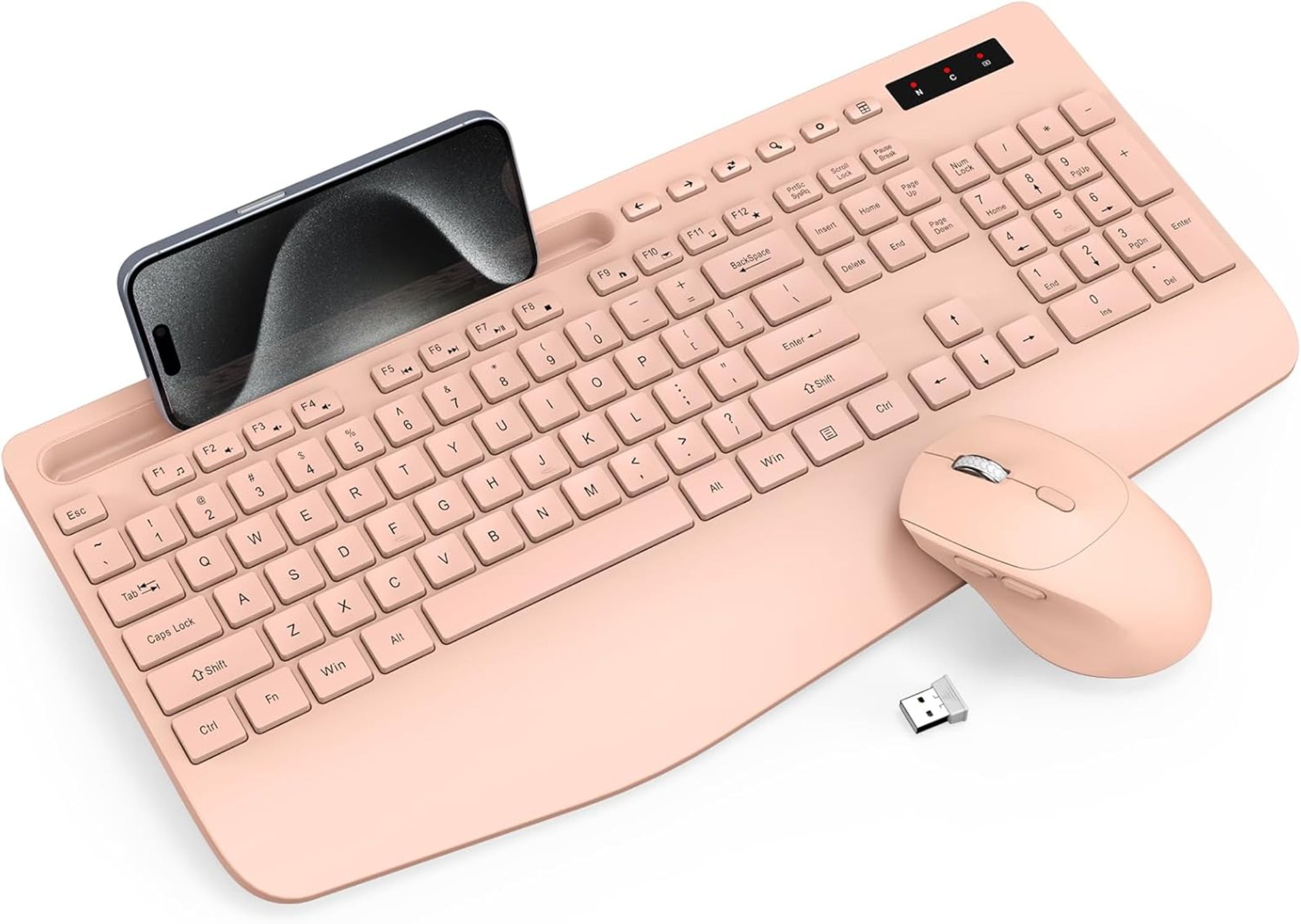 Wireless Keyboard and Mouse Combo - Full-Sized Ergonomic Keyboard with ...