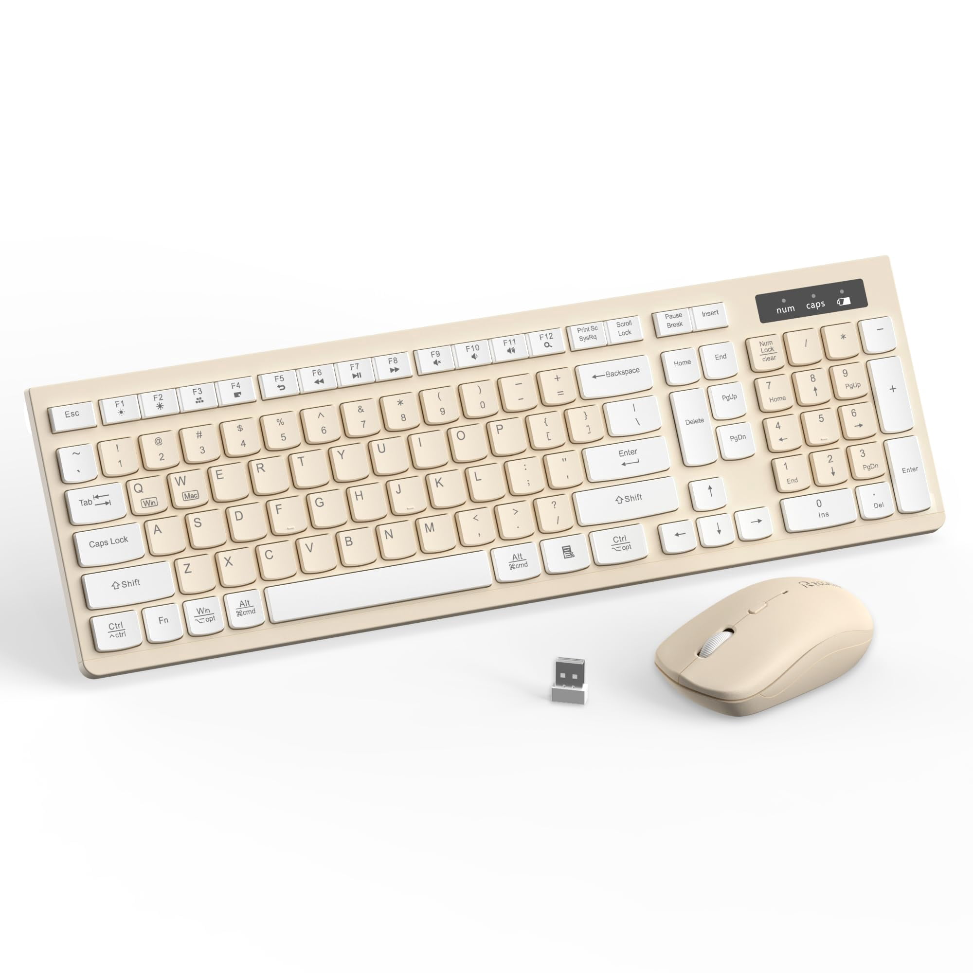 Wireless Keyboard and Mouse Combo, Full-Sized Wireless Keyboard and ...