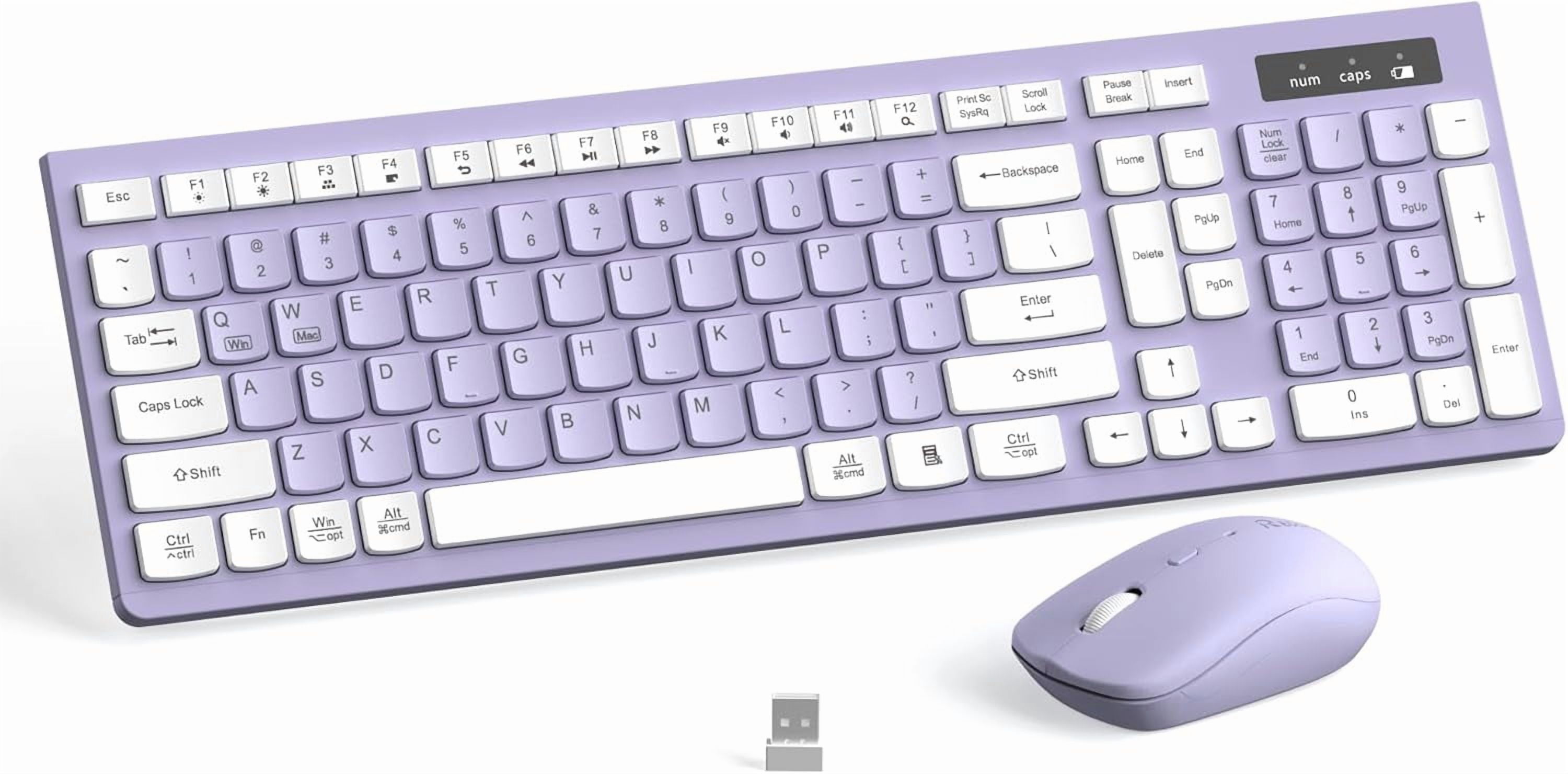 Wireless Keyboard and Mouse Combo, Full-Sized Wireless Keyboard and ...
