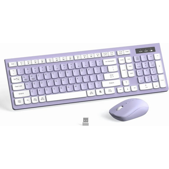 Wireless Keyboard and Mouse Combo, Full-Sized Wireless Keyboard and ...