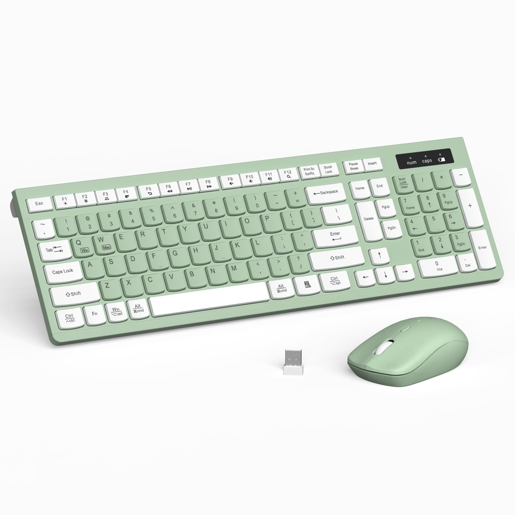 Wireless Keyboard and Mouse Combo, Full-Sized Wireless Keyboard and ...