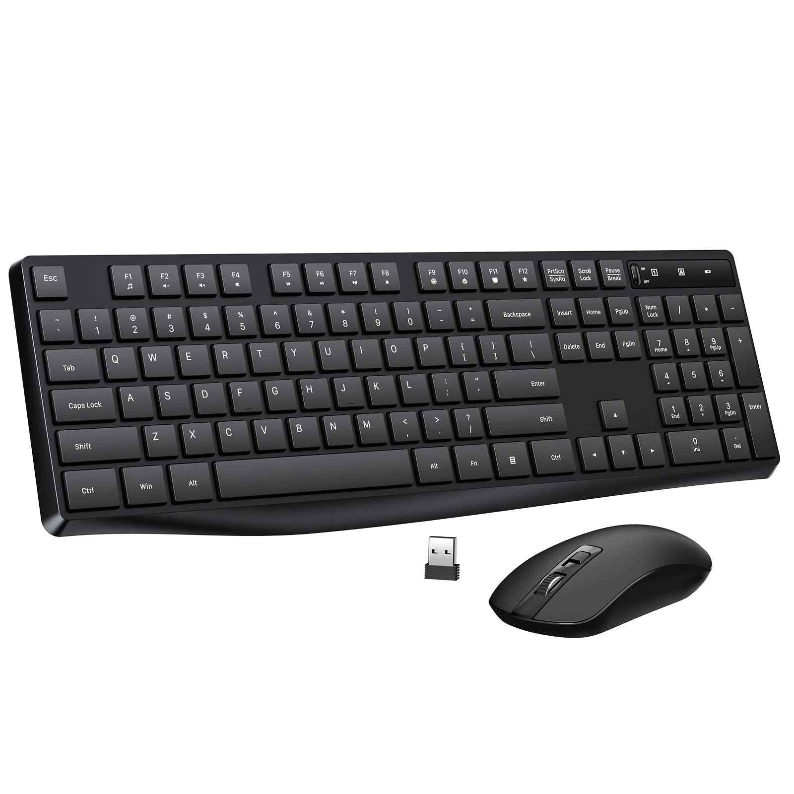 Wireless Keyboard and Mouse Combo, Lovaky 2.4G Full-Sized Ergonomic ...